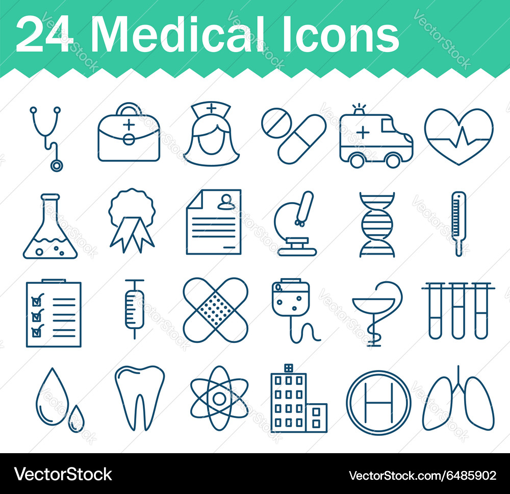 Thin line medical icons set outline icon Vector Image