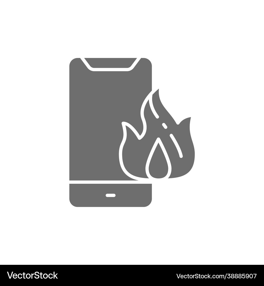 Burnt smartphone damaged phone grey icon Vector Image