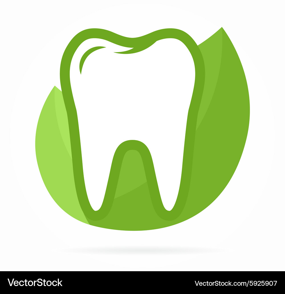 Logo combination of tooth on green leafs Vector Image