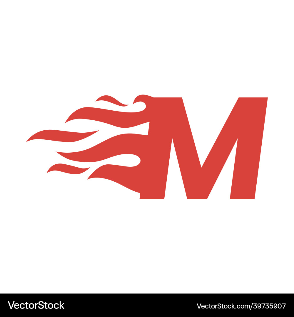 M letter fire flame hot uppercase logo icon Vector Image