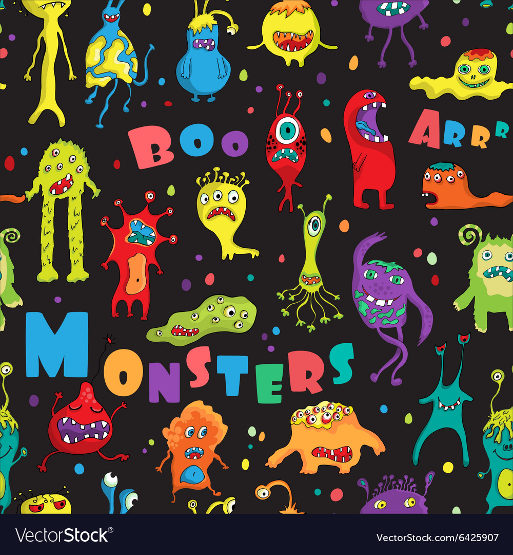 Monster seamless pattern Royalty Free Vector Image