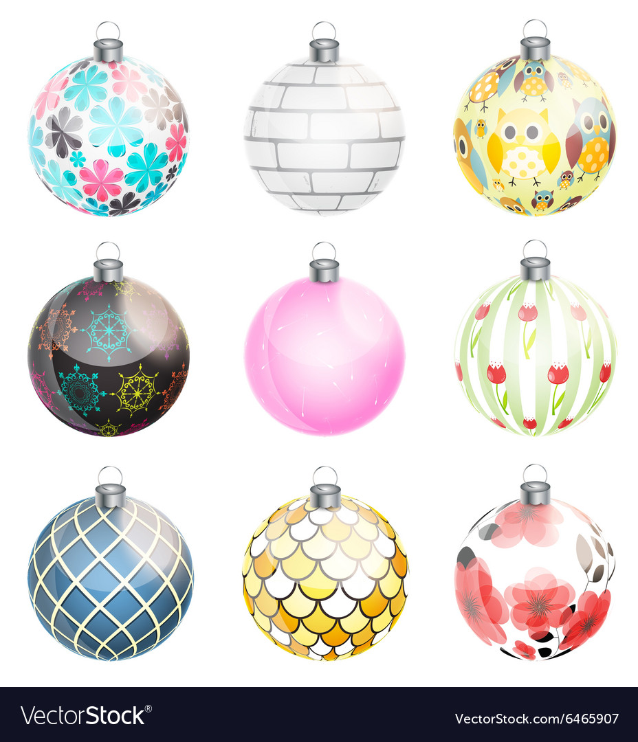 New year and christmas balls set Royalty Free Vector Image