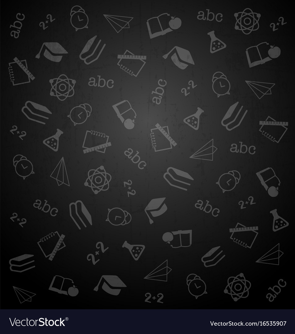 Pattern from school elements on dark chalkboard Vector Image