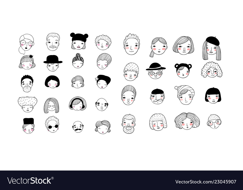 Pattern with graphical faces Royalty Free Vector Image