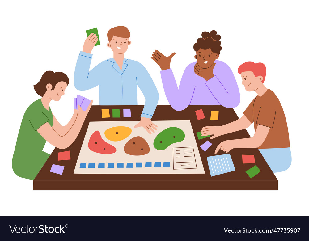 People playing board game boardgame activity Vector Image