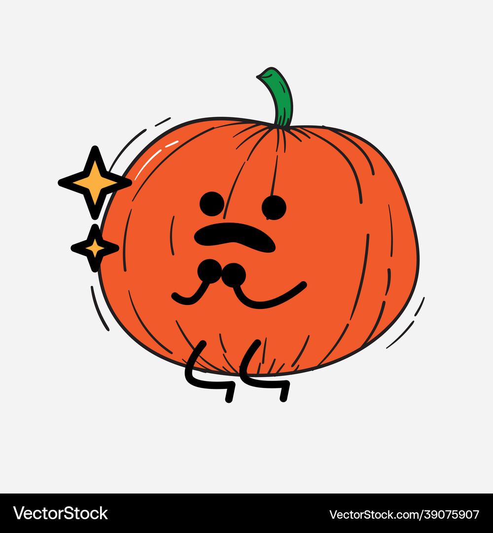 Pumpkin character with cute face and simple body Vector Image