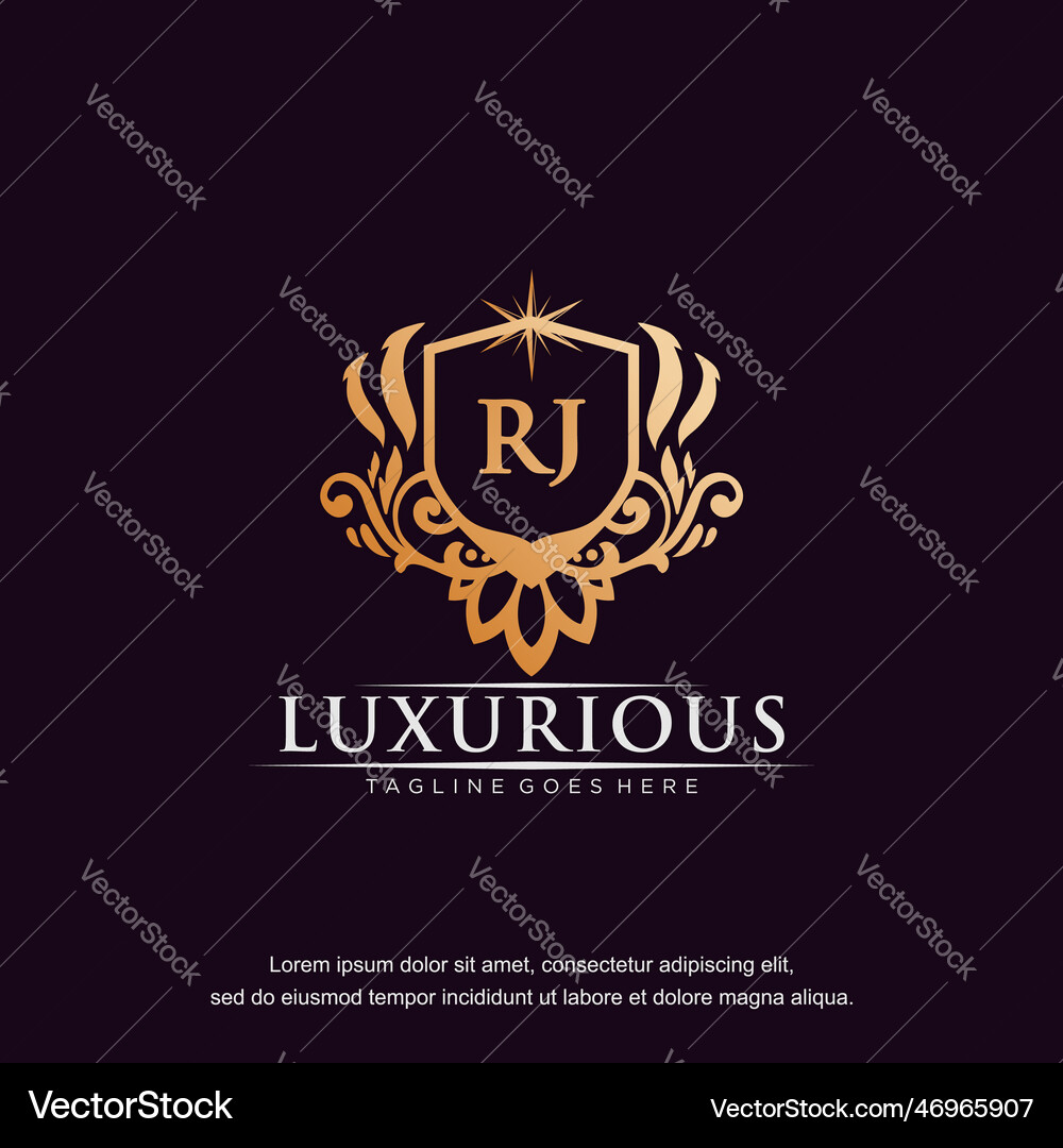 Rj initial letter luxury ornament gold monogram Vector Image