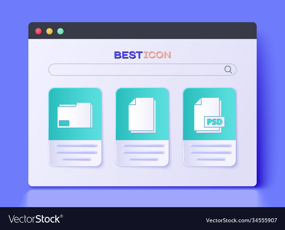 Set document document folder and psd file Vector Image
