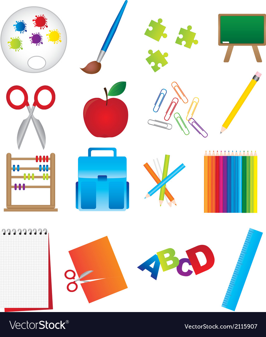 Set school elements isolated over white background