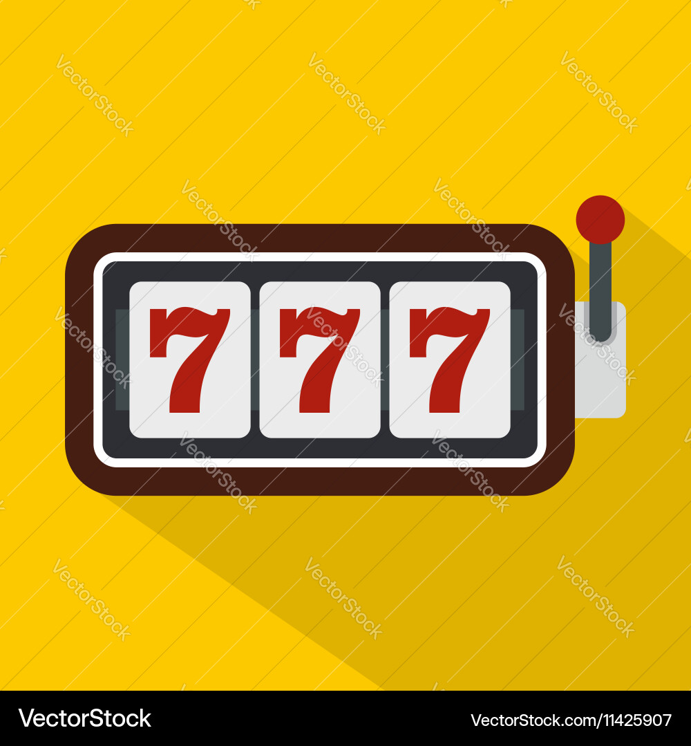 Slot machine with three sevens icon flat style Vector Image