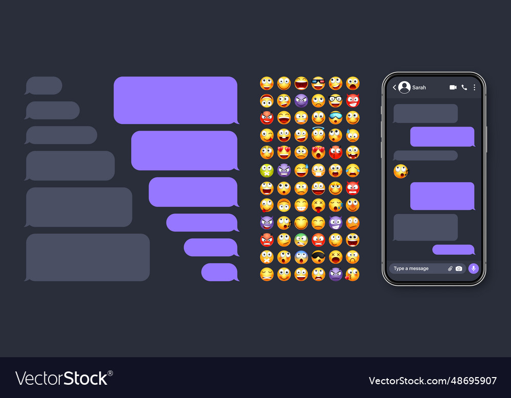 Smartphone messaging app user interface Royalty Free Vector