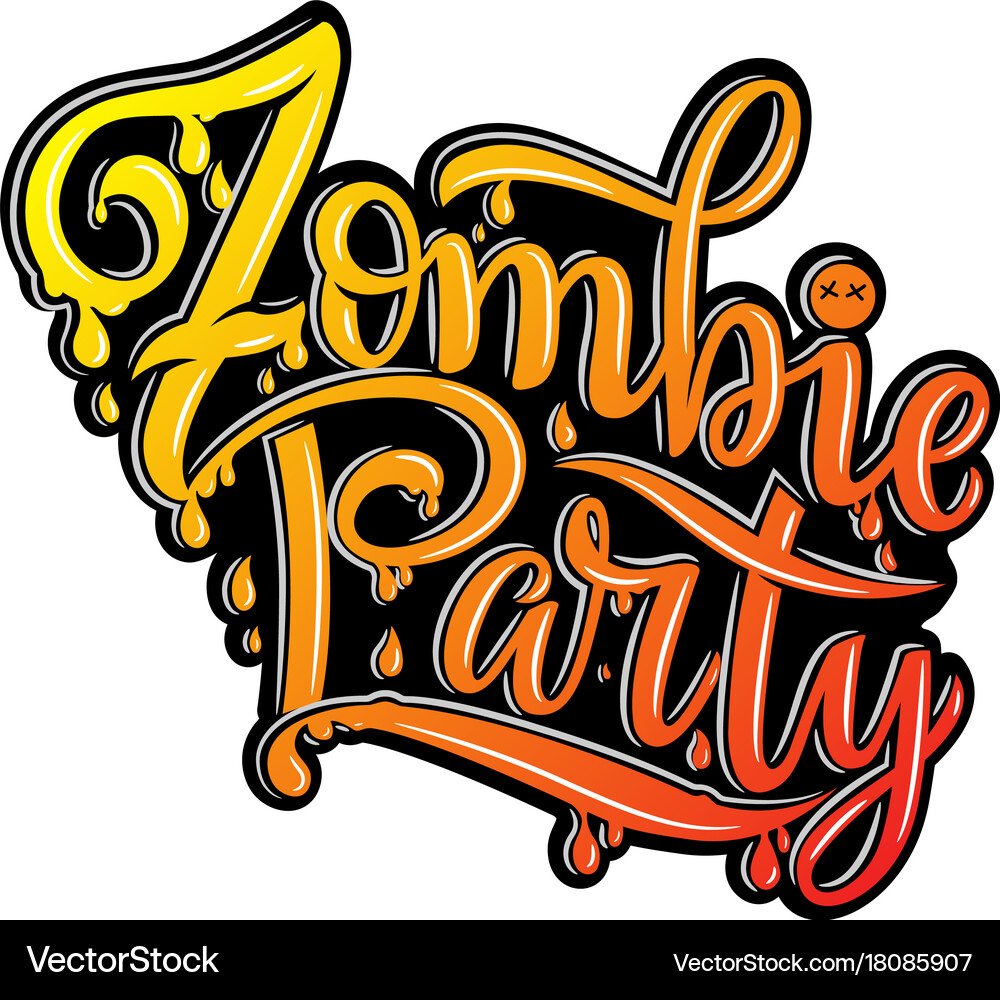 Zombie party text for invitation greeting Vector Image