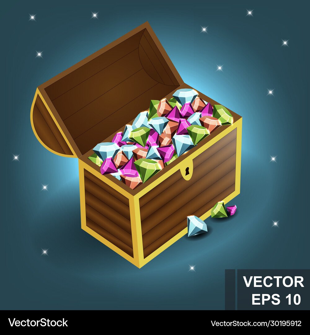 A game chest gold cartoon button bright Royalty Free Vector