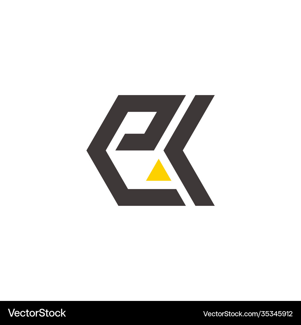 Abstract letter ek triangle geometric arrow line Vector Image