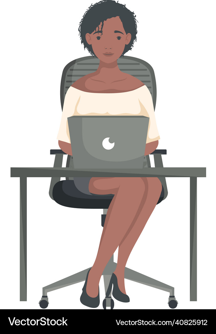 Afro businesswoman using laptop Royalty Free Vector Image