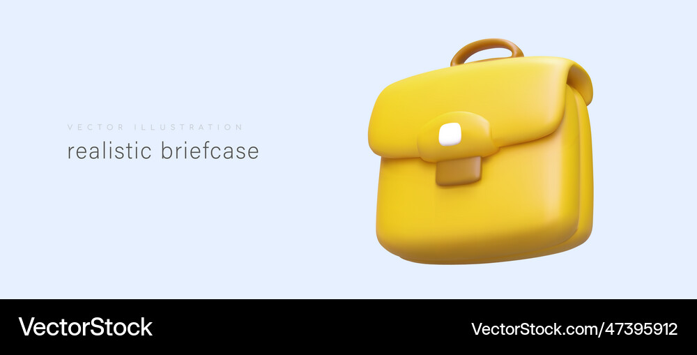 Colorful 3d realistic yellow briefcase poster Vector Image