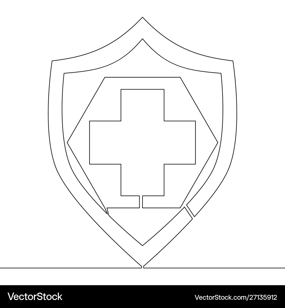 Continuous line drawing health protection concept Vector Image