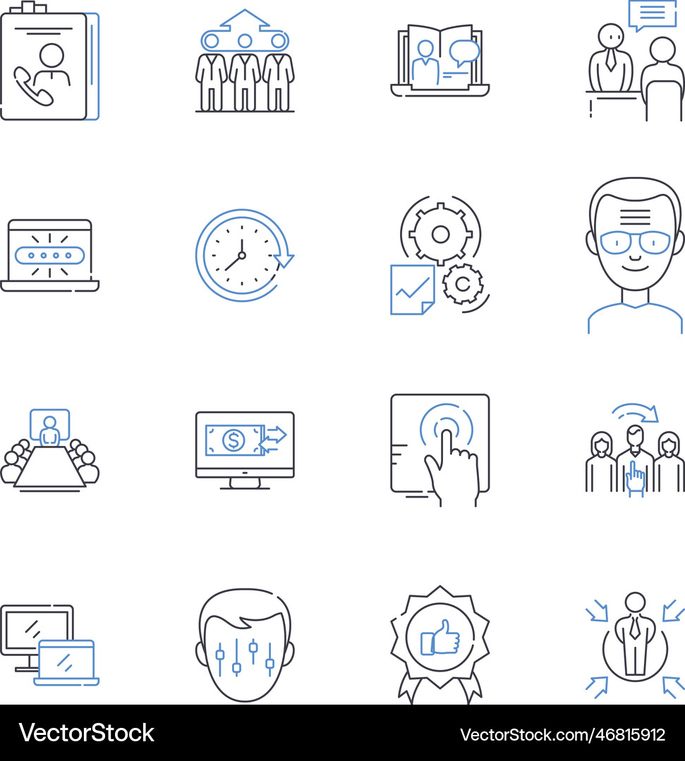 Contract negotiation line icons collection Vector Image