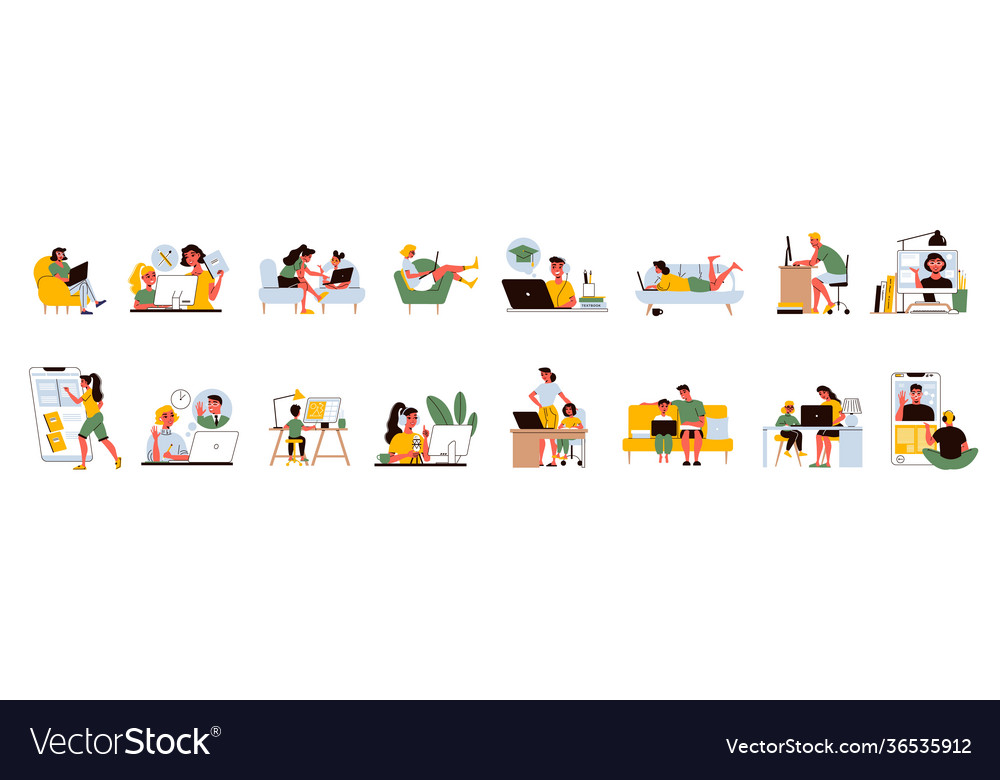 Distance learning icons collection Royalty Free Vector Image
