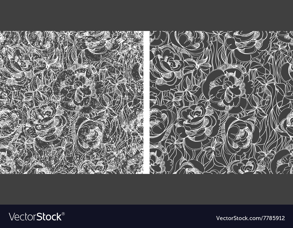 Flower seamless set grey Royalty Free Vector Image
