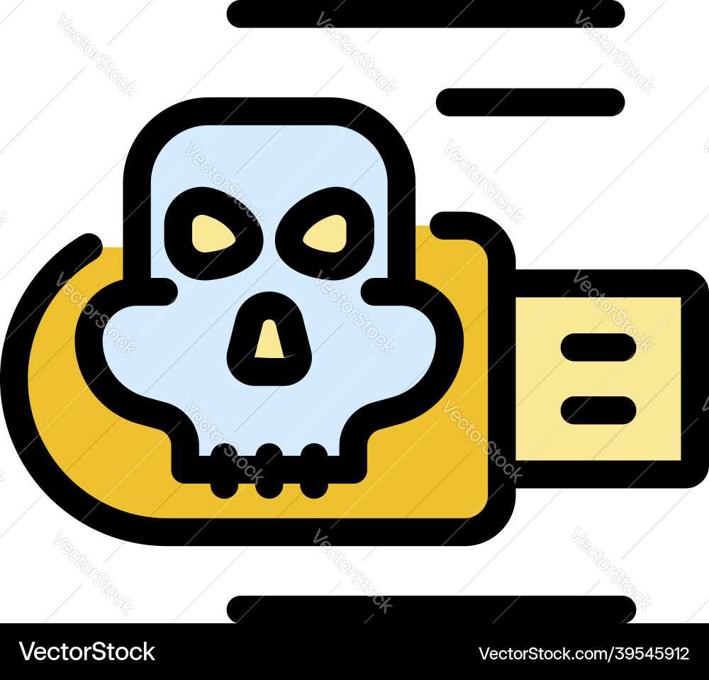Fraud usb virus icon color outline Royalty Free Vector Image