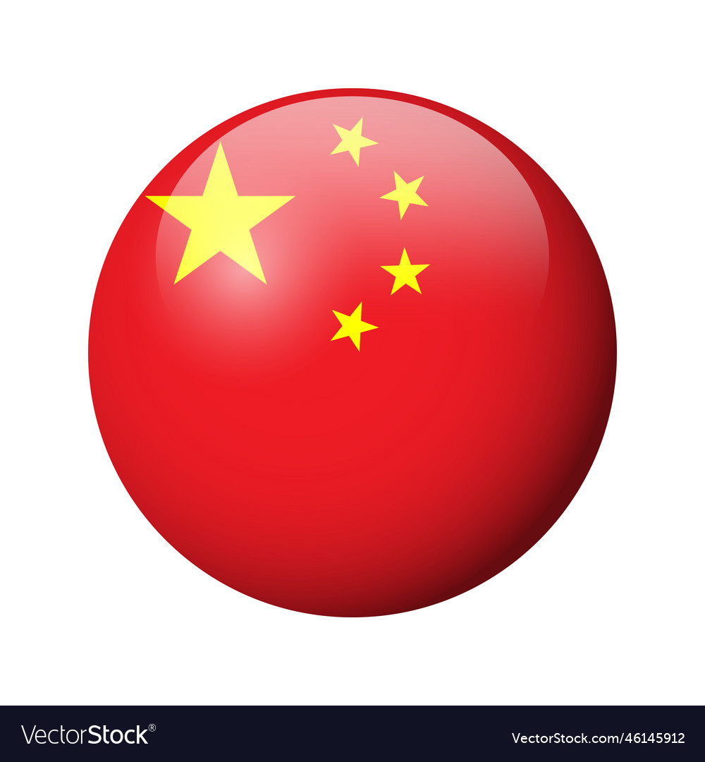 Glossy circle badge flag of china Royalty Free Vector Image