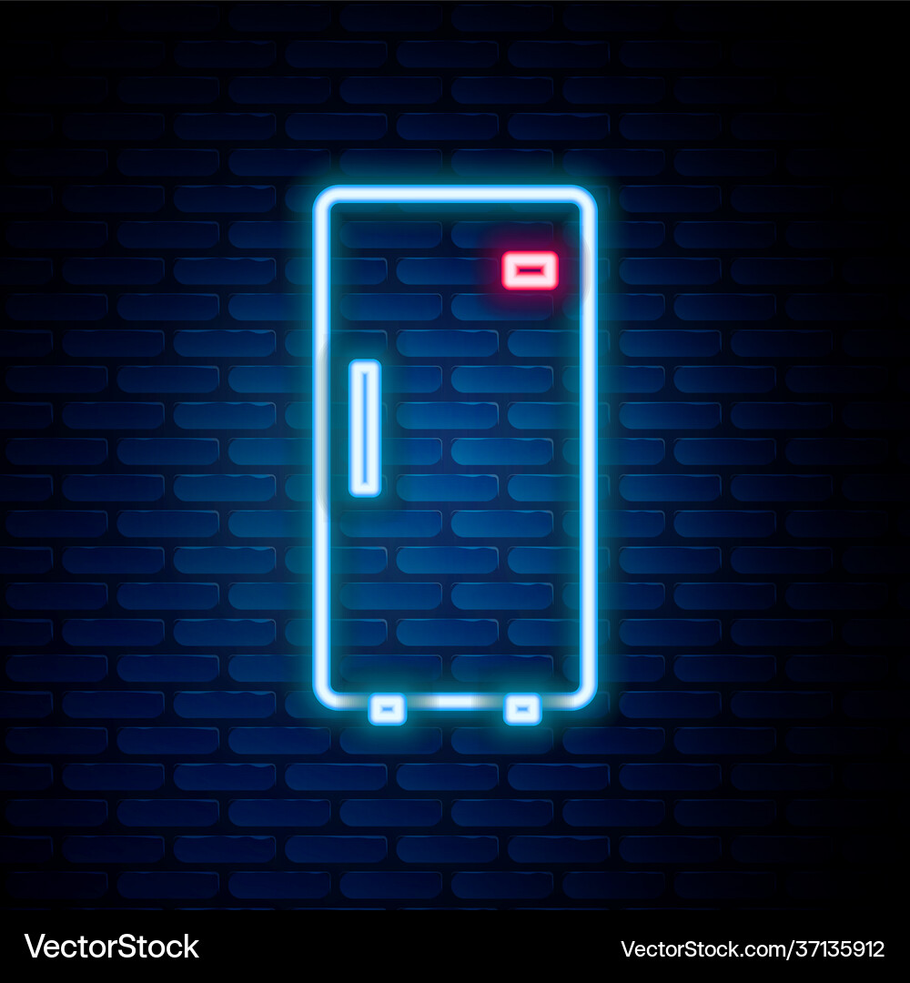 Glowing neon line refrigerator icon isolated Vector Image