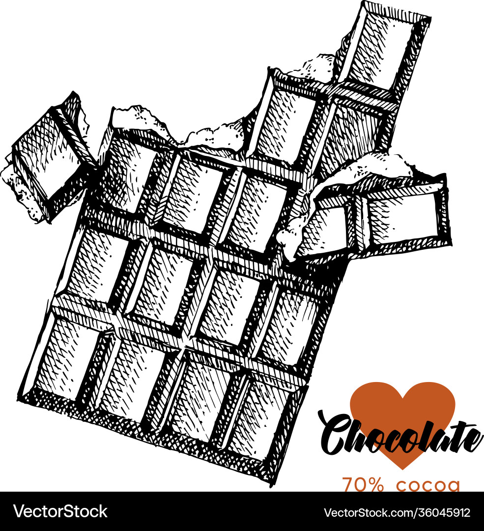 Hand drawn sketch cocoa chocolate product set Vector Image