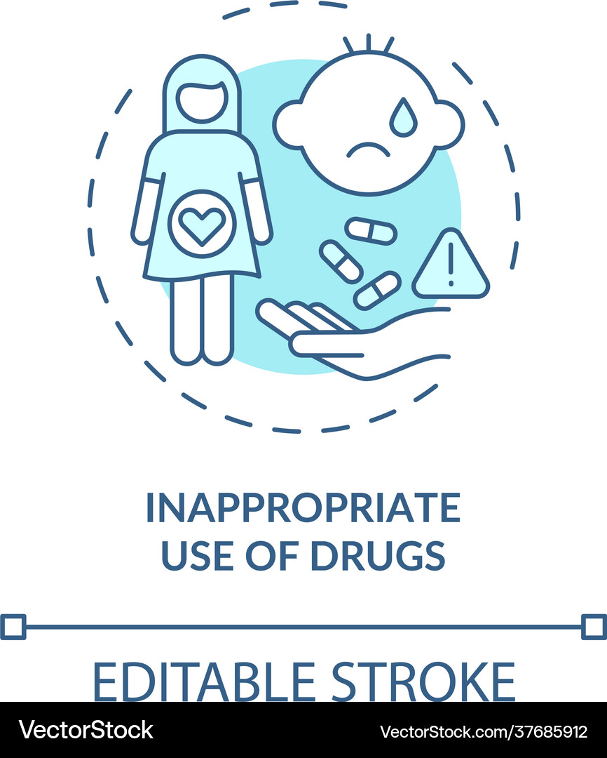 Inappropriate drugs use concept icon Royalty Free Vector