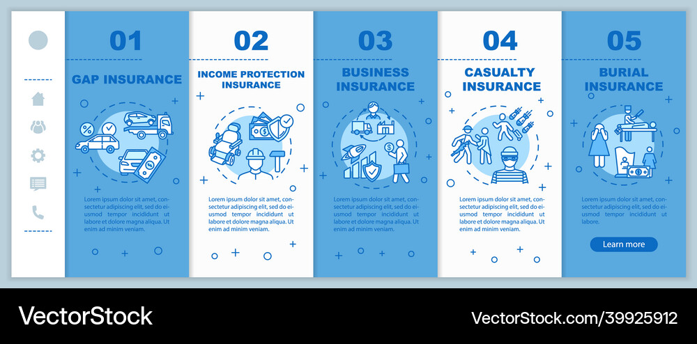 Income protection onboarding template gap Vector Image