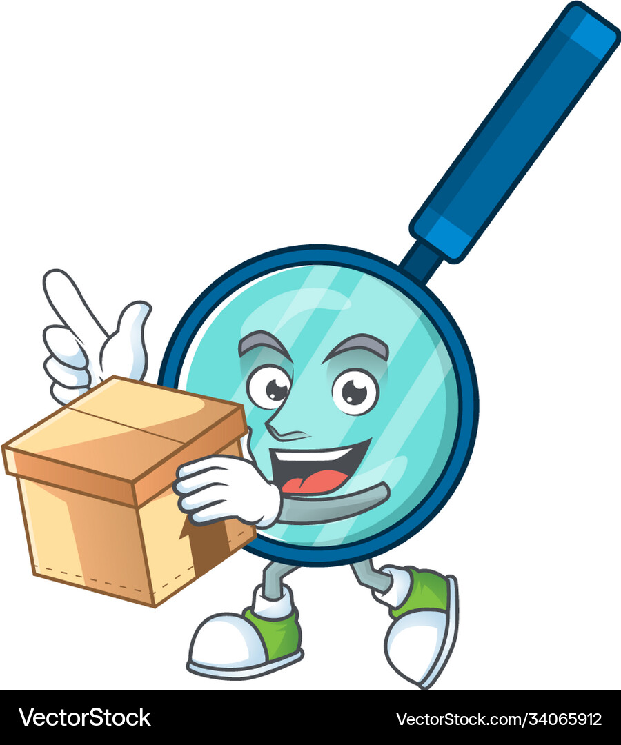 Magnifying glass cartoon design having gift box Vector Image