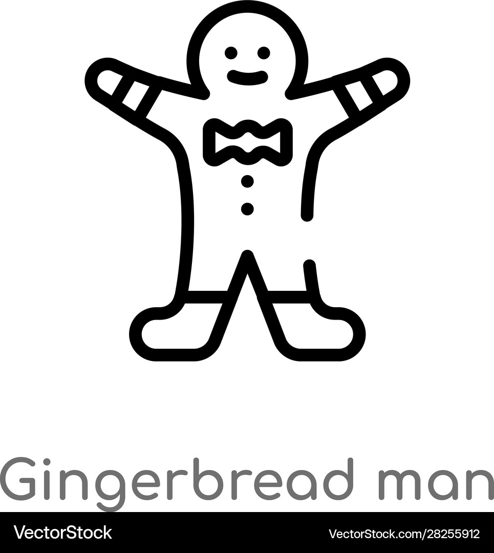 Outline gingerbread man icon isolated black Vector Image