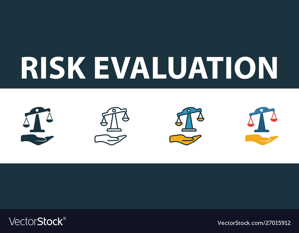 Risk evaluation icon set four elements Royalty Free Vector