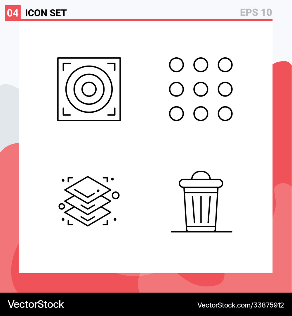 Set 4 commercial filledline flat colors pack Vector Image