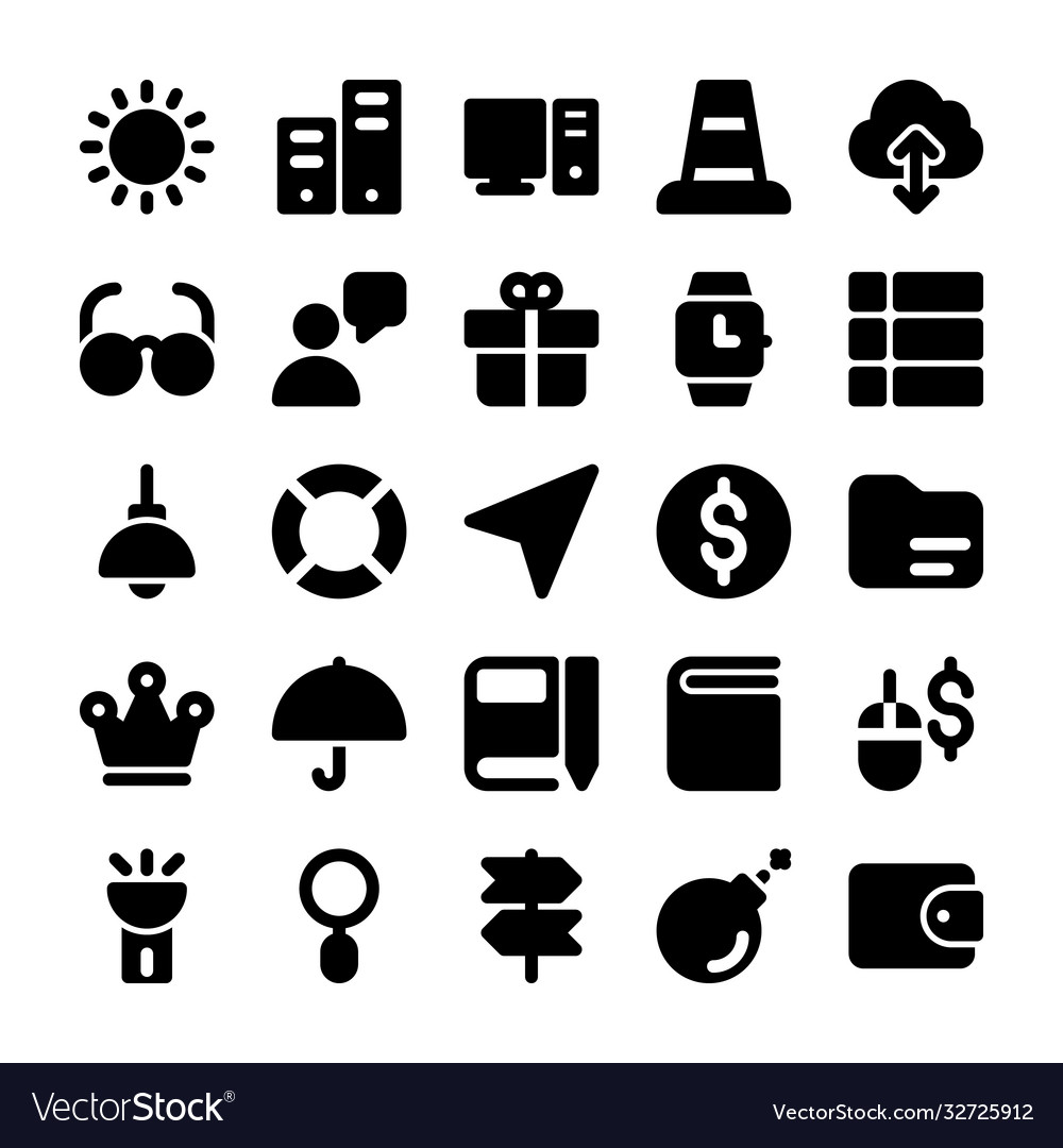 User interface solid icons Royalty Free Vector Image