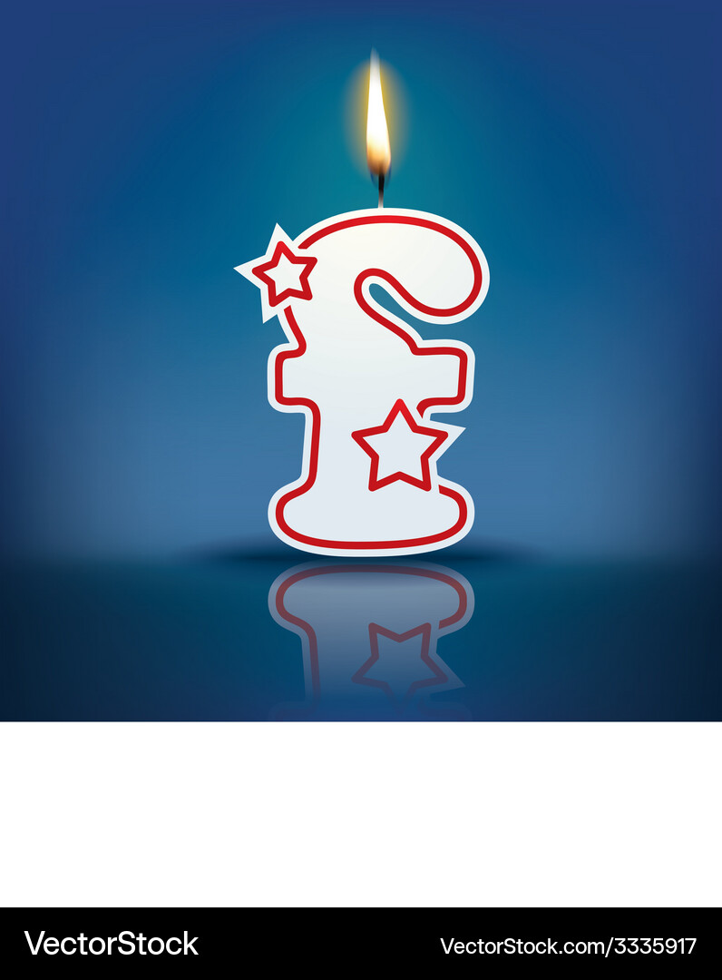 Candle letter f with flame Royalty Free Vector Image