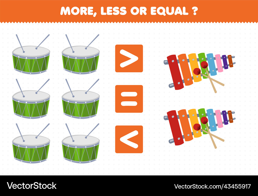 Education game for children more less or equal Vector Image