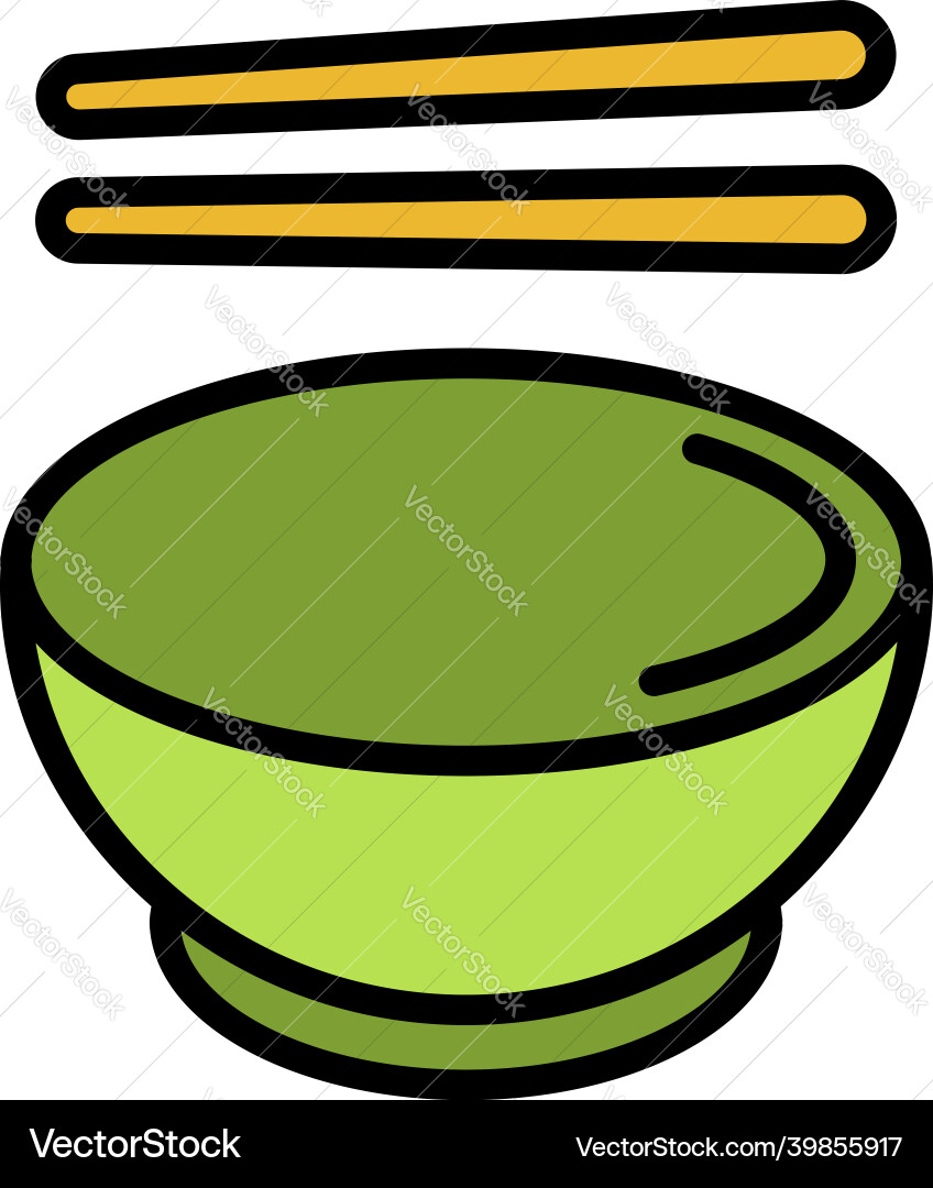 Empty ramen bowl icon color outline Royalty Free Vector
