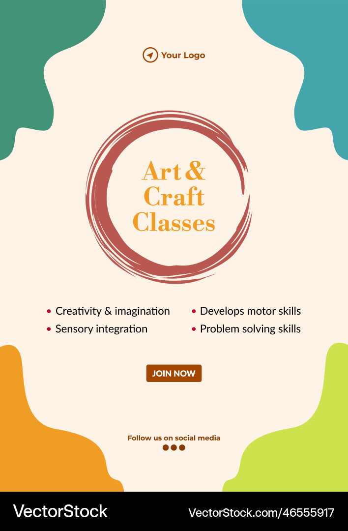 Flyer design of art and craft classes template Vector Image