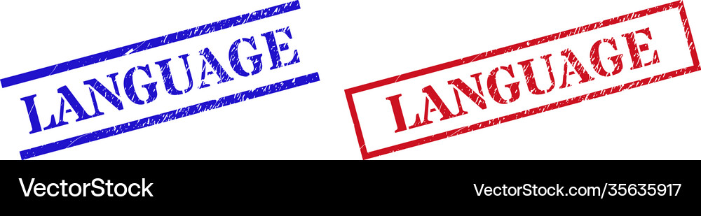 Language grunge scratched seal stamps Royalty Free Vector