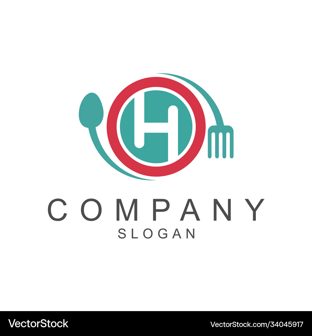 Letter h restaurant food logo template Royalty Free Vector