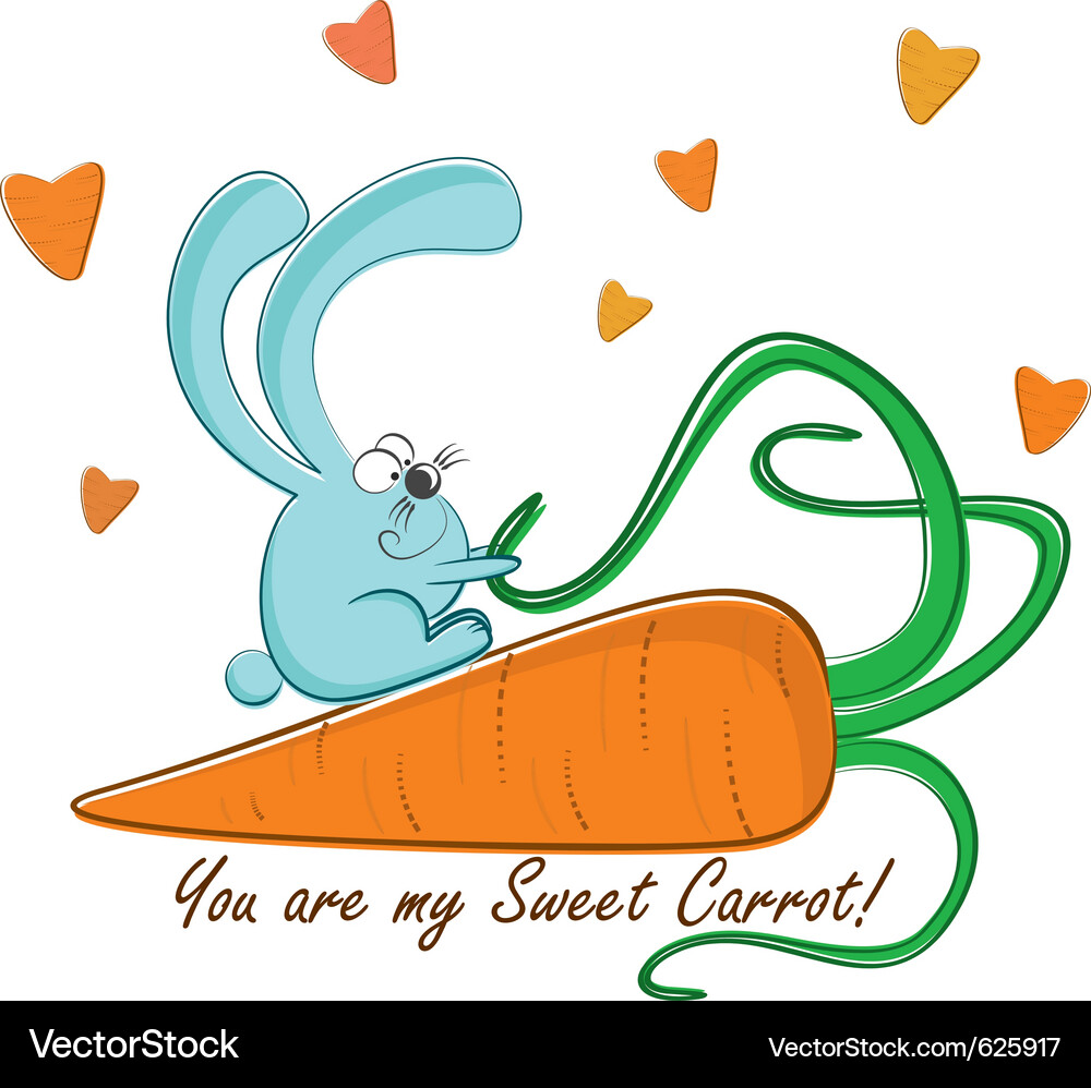 Rabbit and his sweet carrot Royalty Free Vector Image
