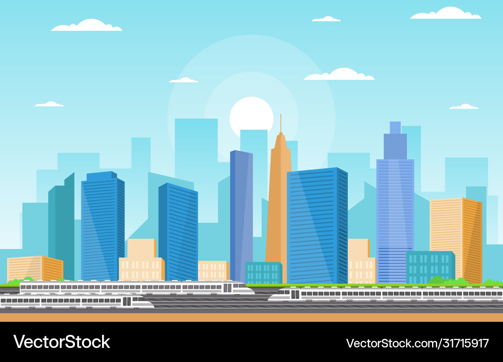 Railway railroad side public transport commuter Vector Image