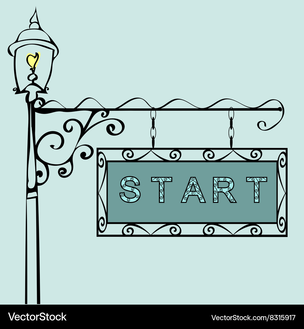 Start text on vintage street sign Royalty Free Vector Image