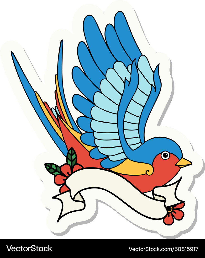Tattoo sticker with banner a swallow Royalty Free Vector