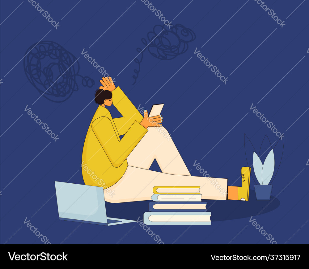 Tired person hand drawn color Royalty Free Vector Image