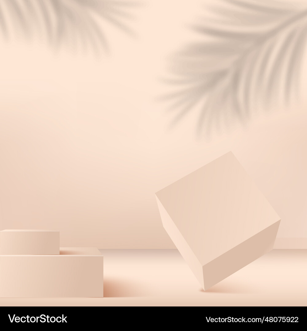 Abstract background with cream color geometric 3d Vector Image