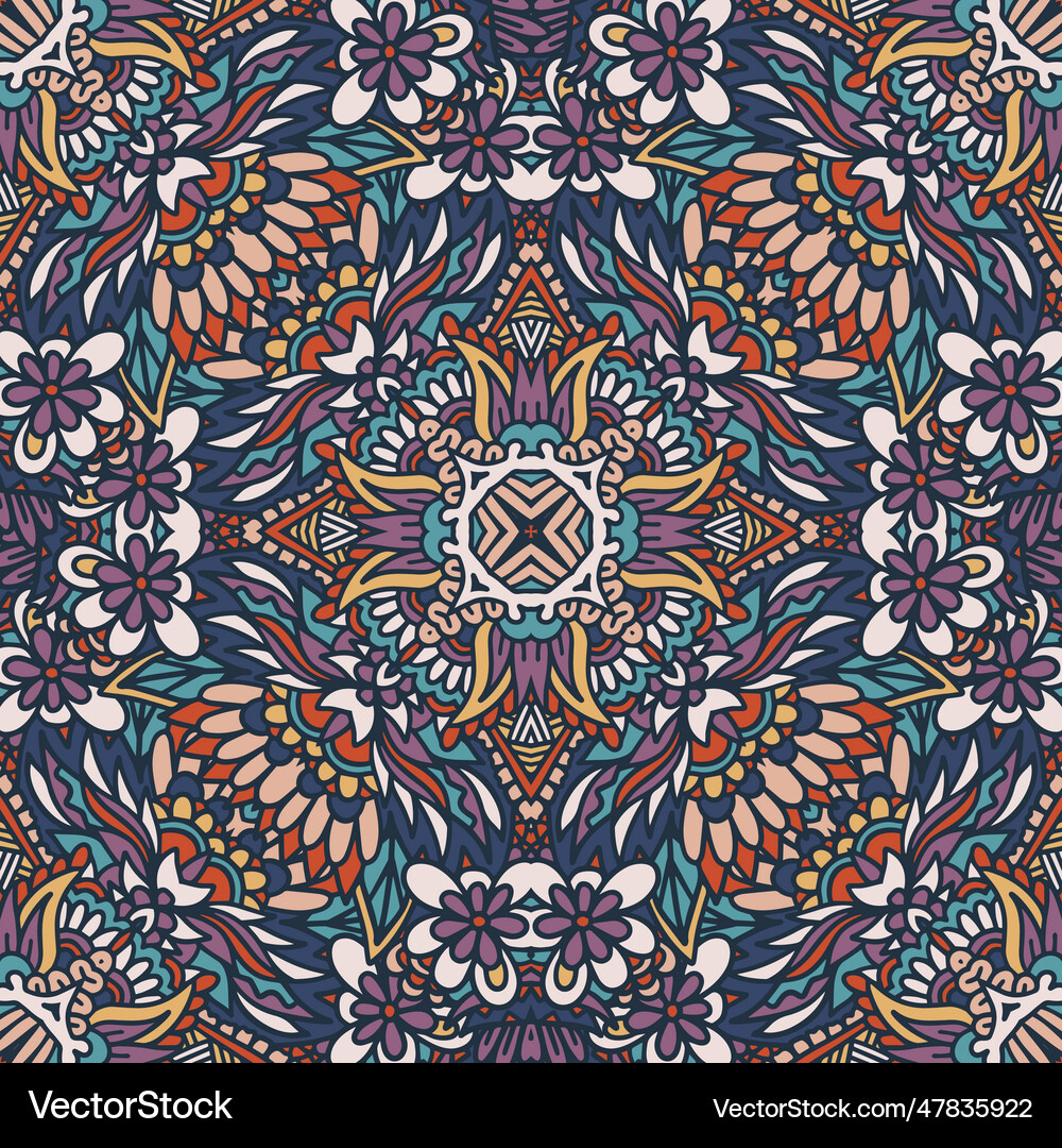 Abstract bohemian indian textile ethnic seamless Vector Image