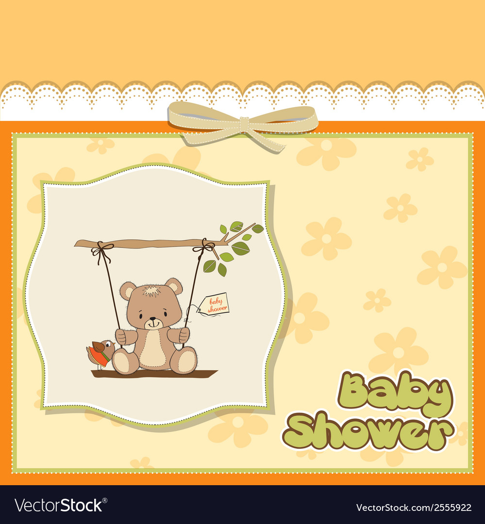 Baby greeting card with teddy bear Royalty Free Vector Image