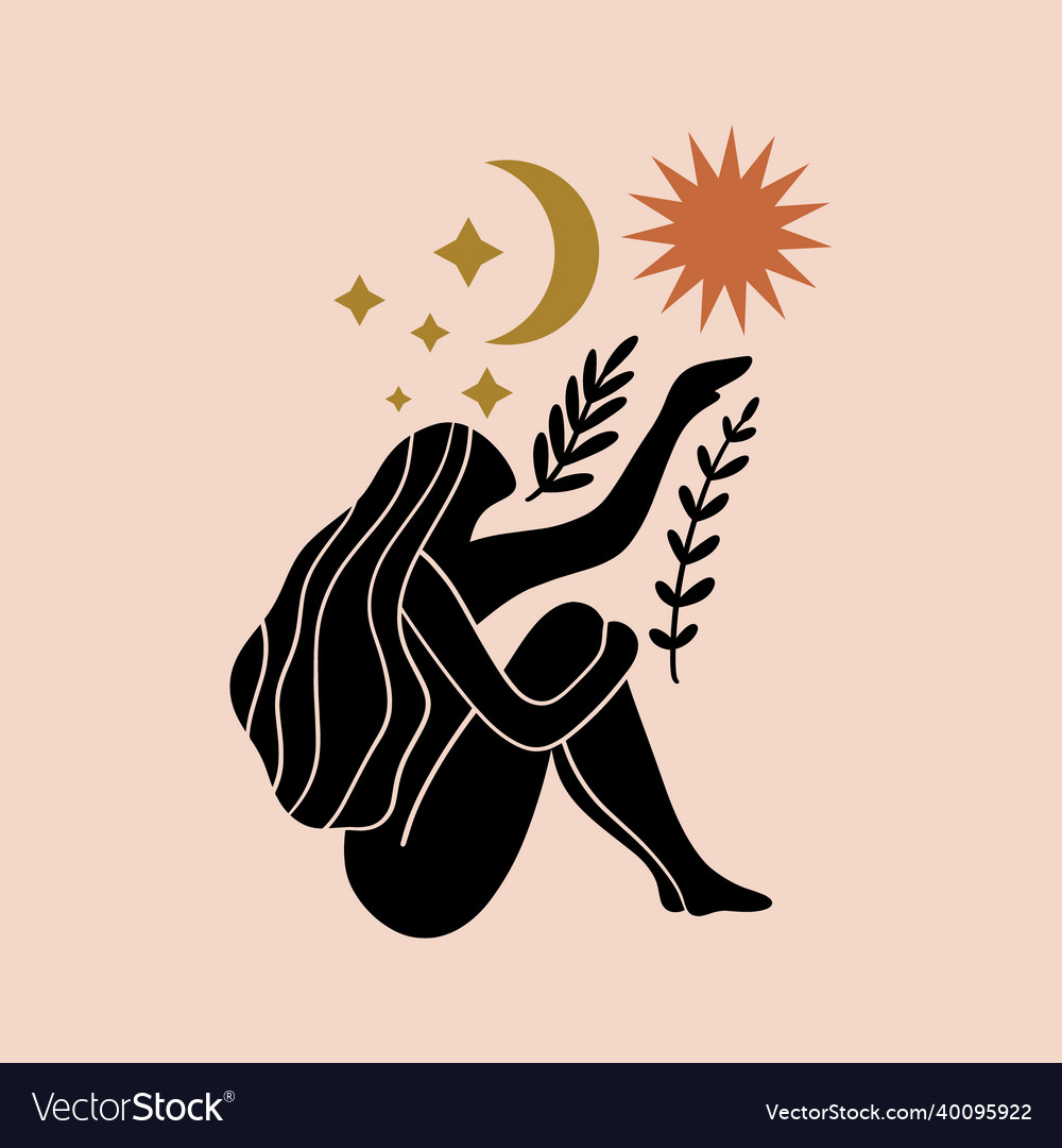Boho Sacred Magic Woman Mystical Symbol Royalty Free Vector